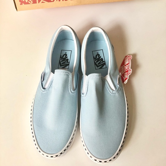 Vans | Shoes | Vans Women Classic Slipon Check Foxing Cool Blue New ...